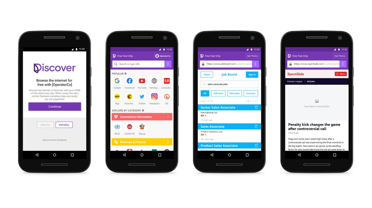 La nueva aplicación Discover de Facebook proporciona datos gratuitos en ...