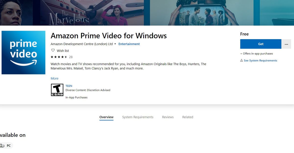 Amazon Prime Video lanza la aplicación de escritorio de Windows 10